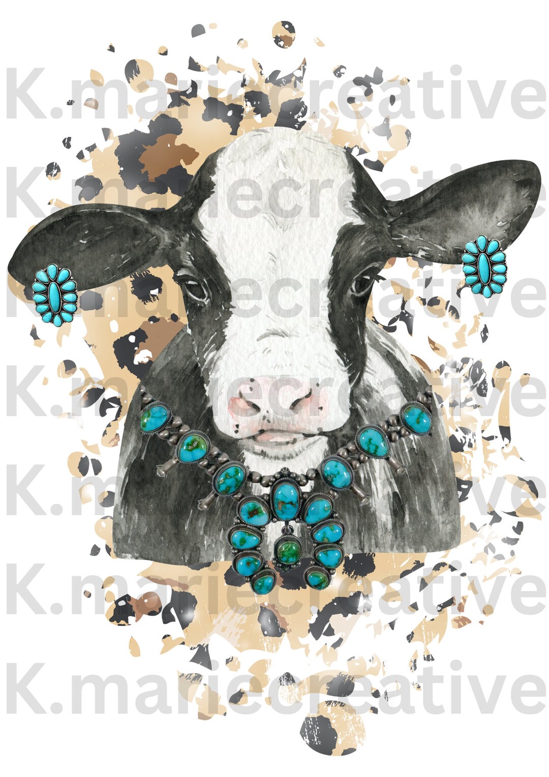 Turquoise Cow SVG Png T-shirt Design - Etsy