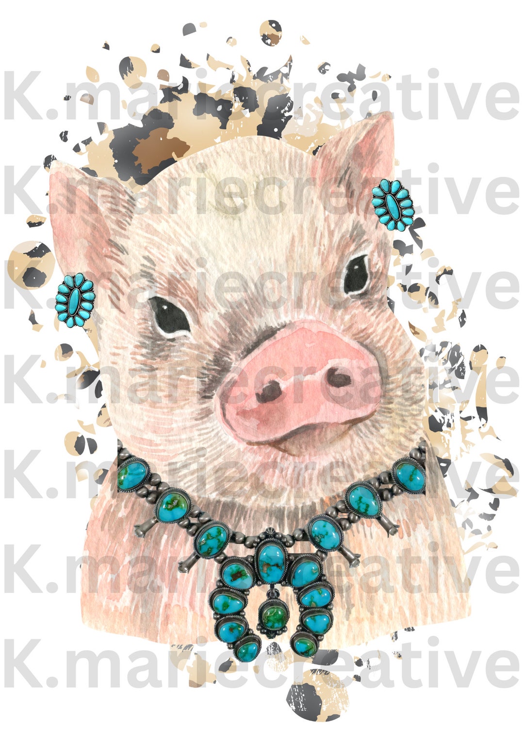 Turquoise Pig SVG Png T-shirt Design - Etsy