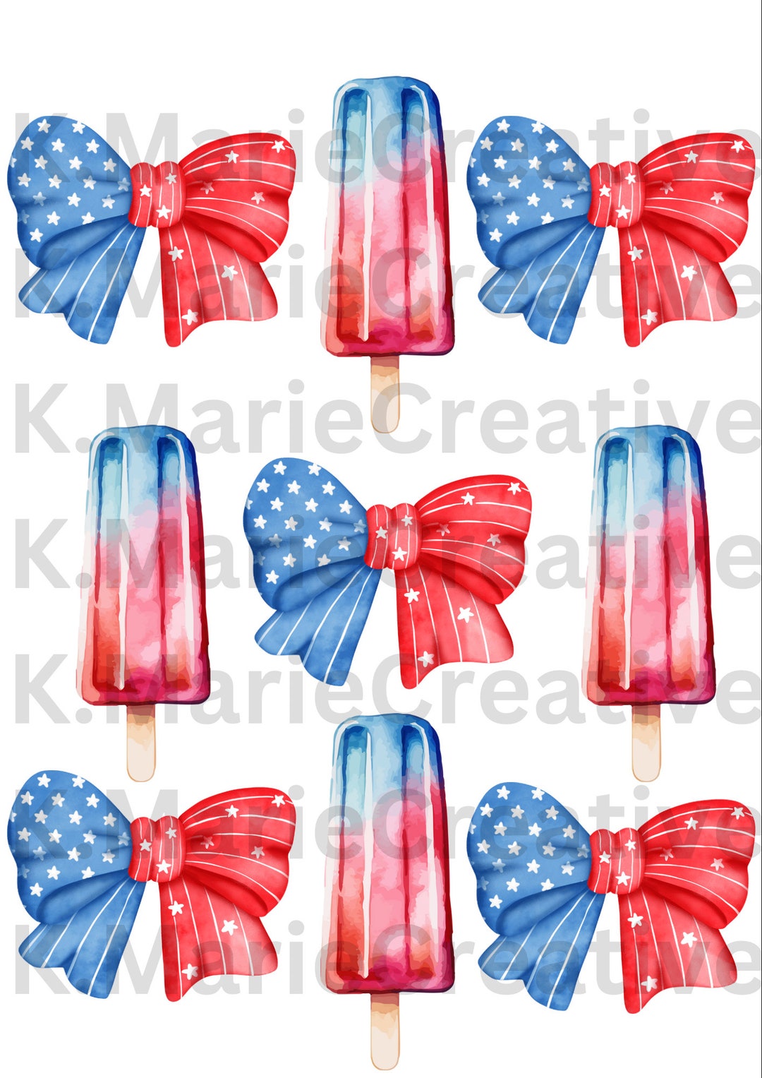 USA Red White Blue Bows Popsicles American 4th of July Png SVG T-shirt ...