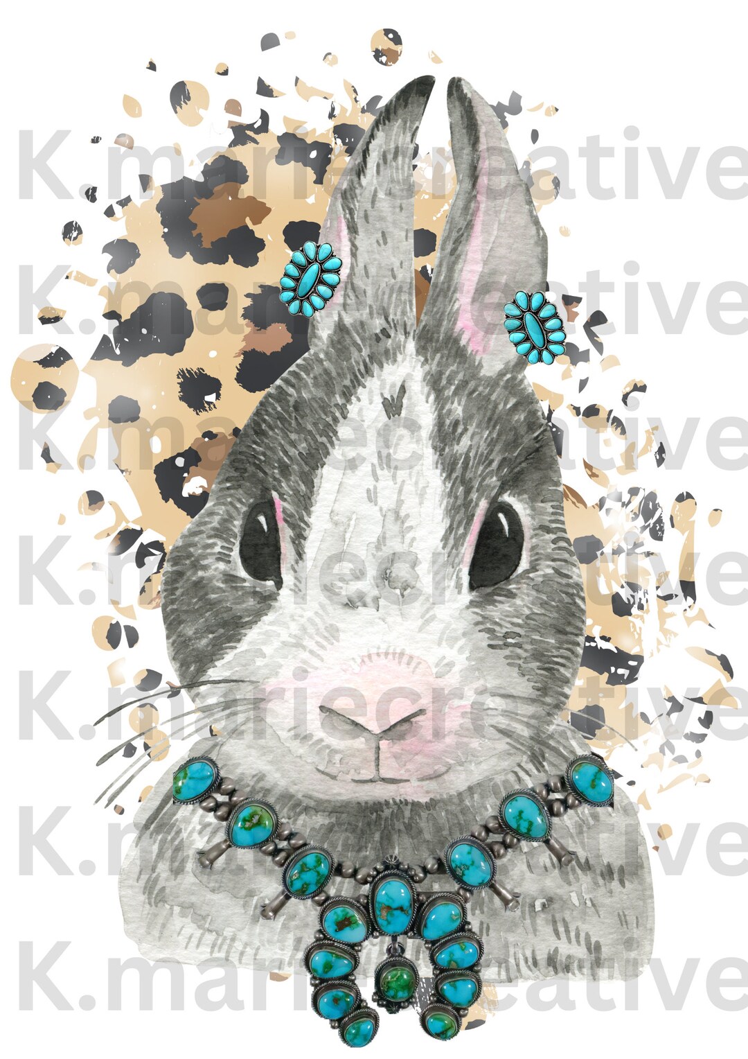 Turquoise Rabbit SVG Png T-shirt Design - Etsy