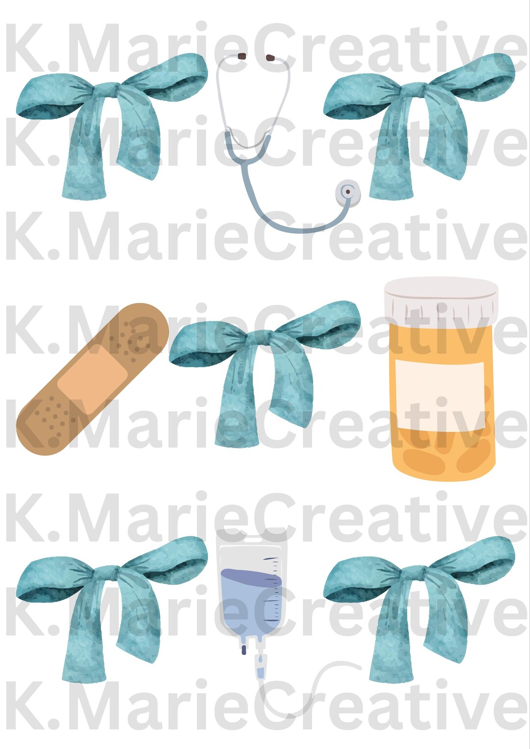 Blue Nurse Doctor Bow Collage SVG Png T-shirt Design - Etsy