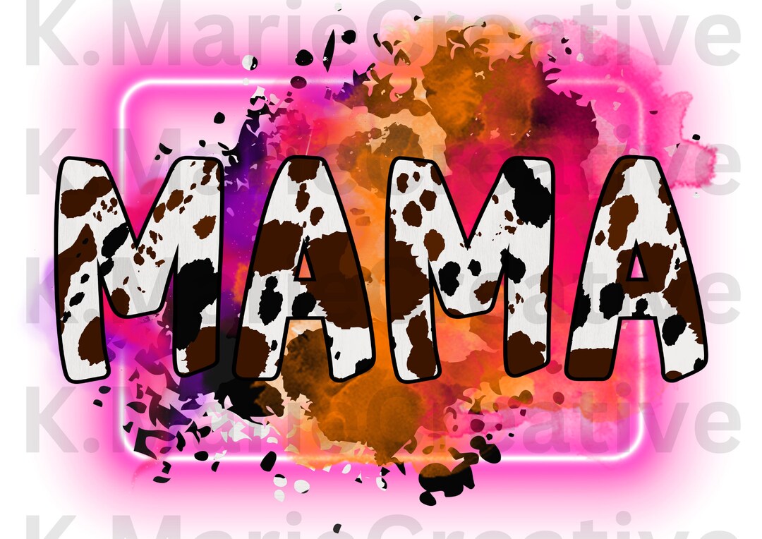 Pink Purple Orange Neon Cow Print Mama Png T-shirt Design - Etsy