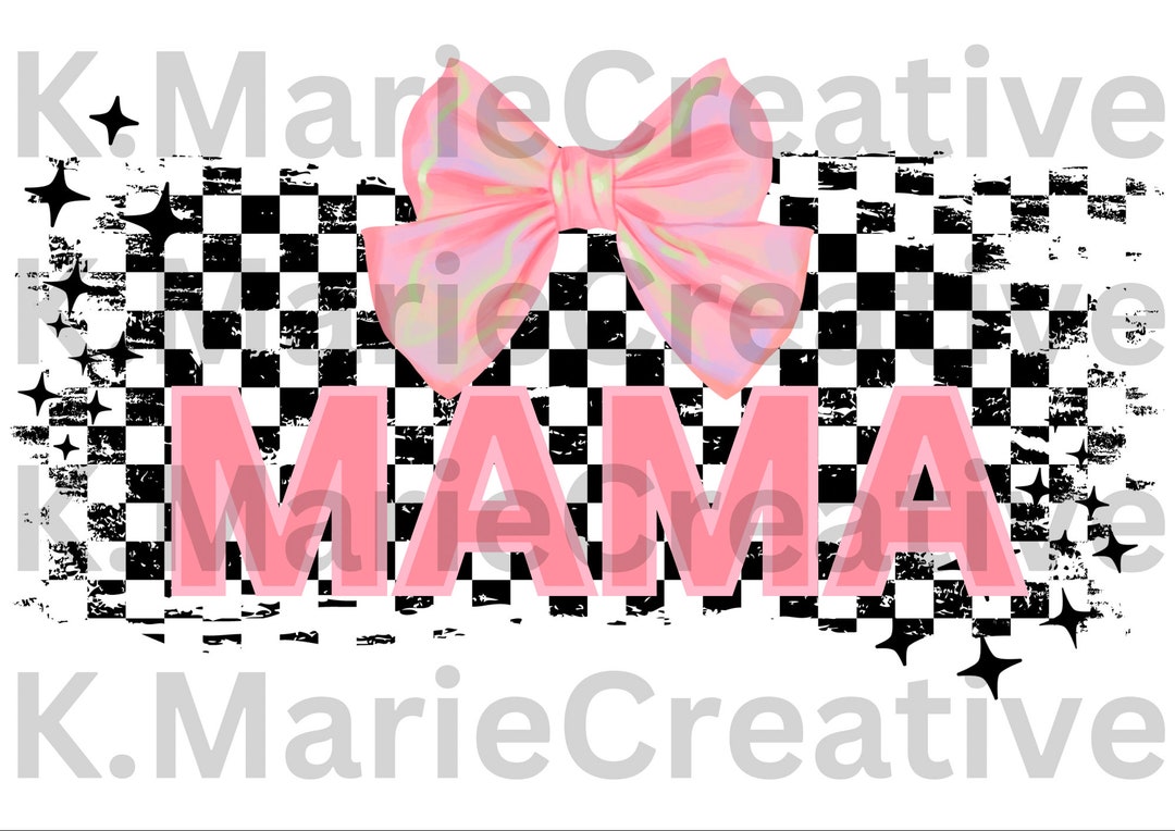 Black White Checkered Pink Bow Mama SVG Png T-shirt Design - Etsy