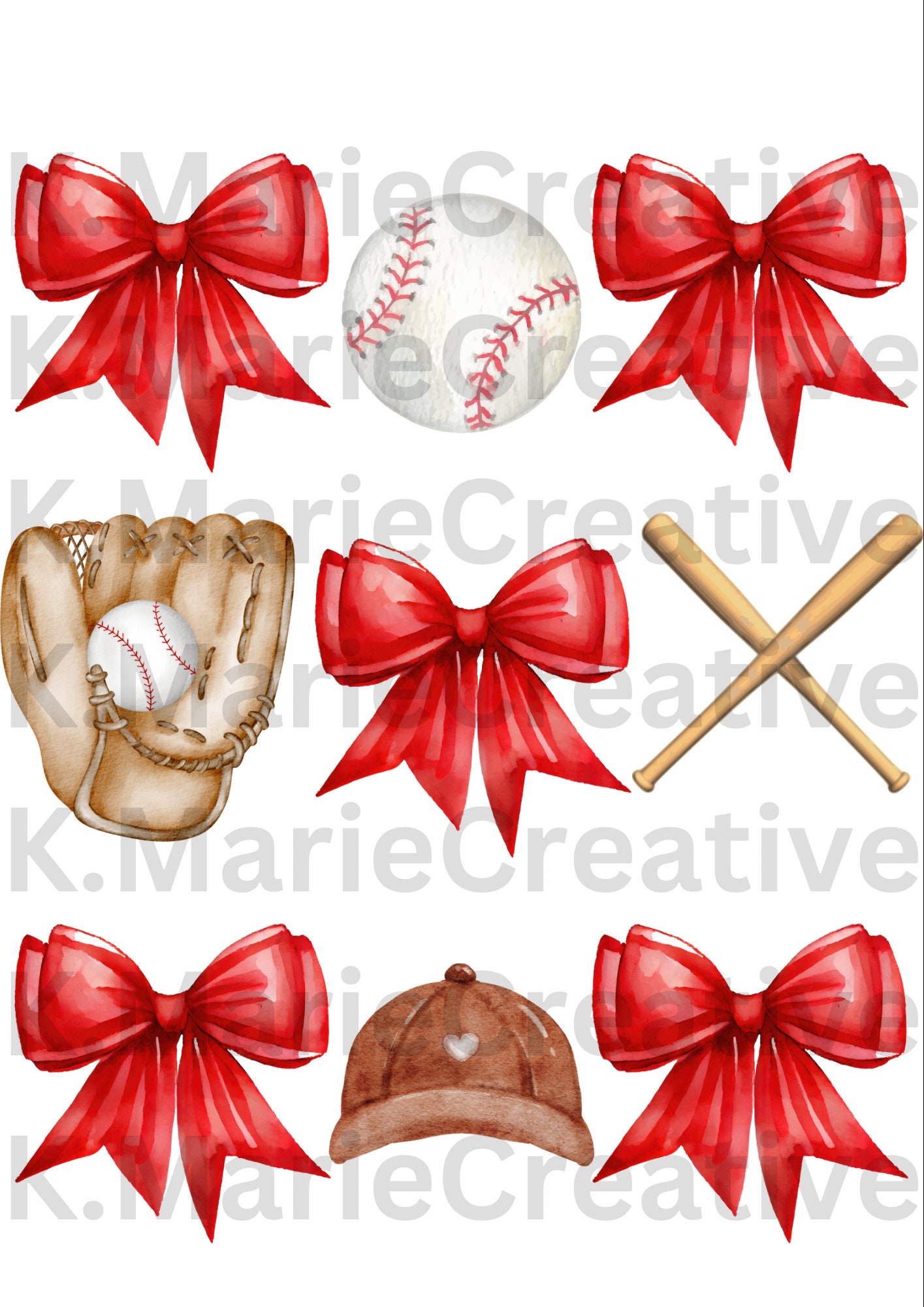 Red Baseball Bows Collage Png SVG T-shirt Design - Etsy
