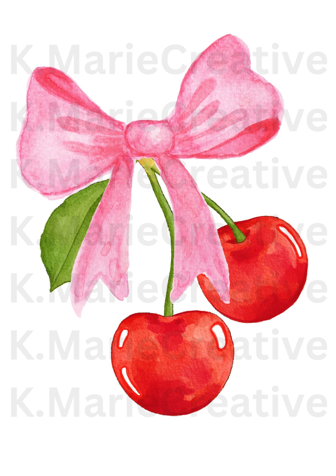 Pink Bow Red Cherries Summer Png T-shirt Design - Etsy