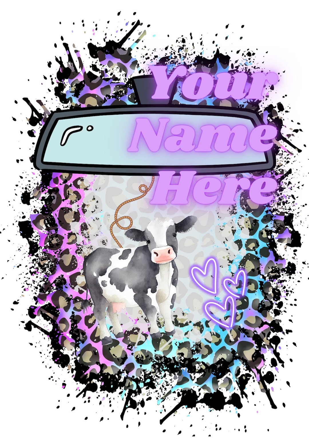Purple Blue Leopard Print Neon Cow Western Car Freshie Logo Custom ...