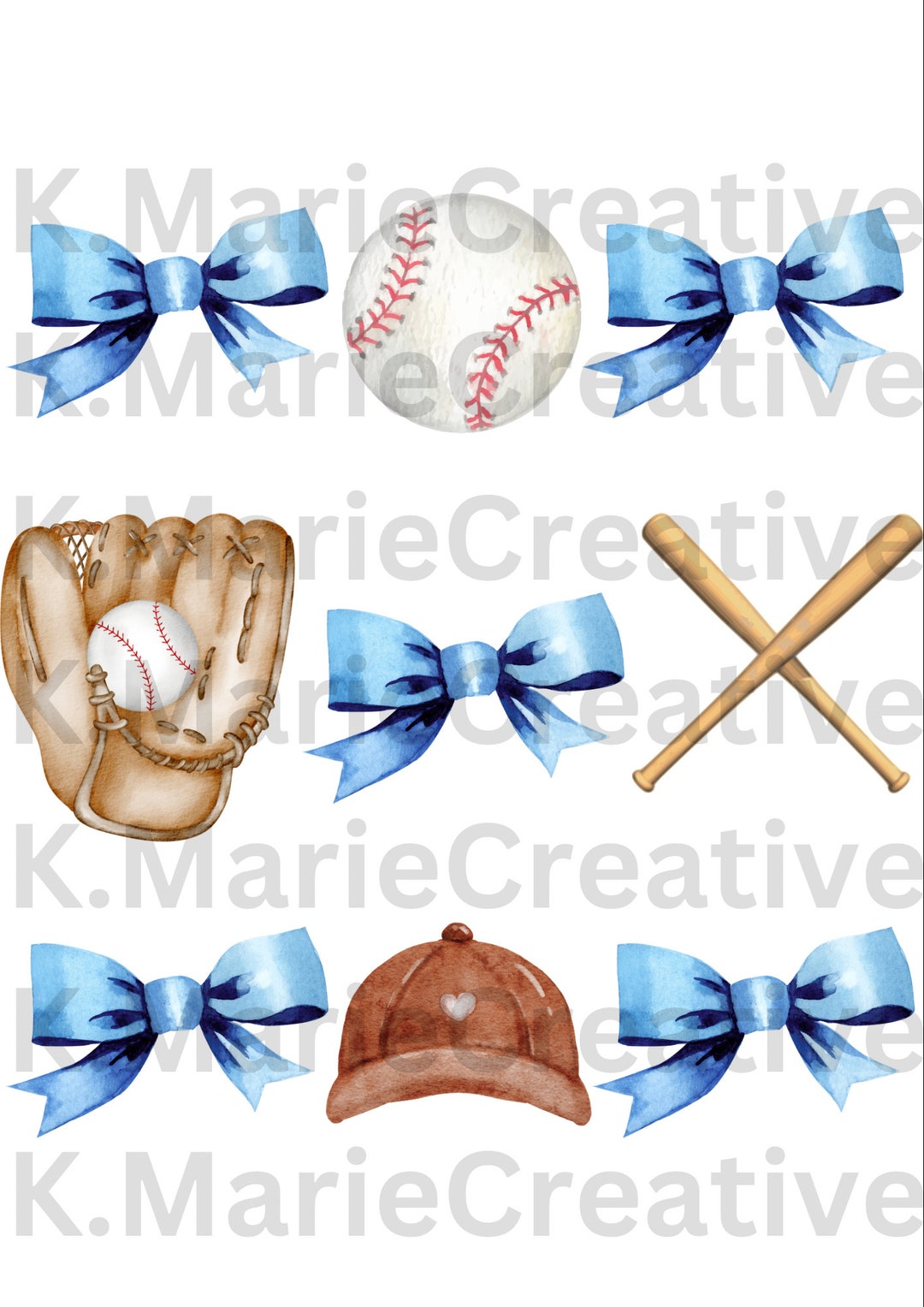 Blue Baseball Bows Collage Png SVG T-shirt Design - Etsy