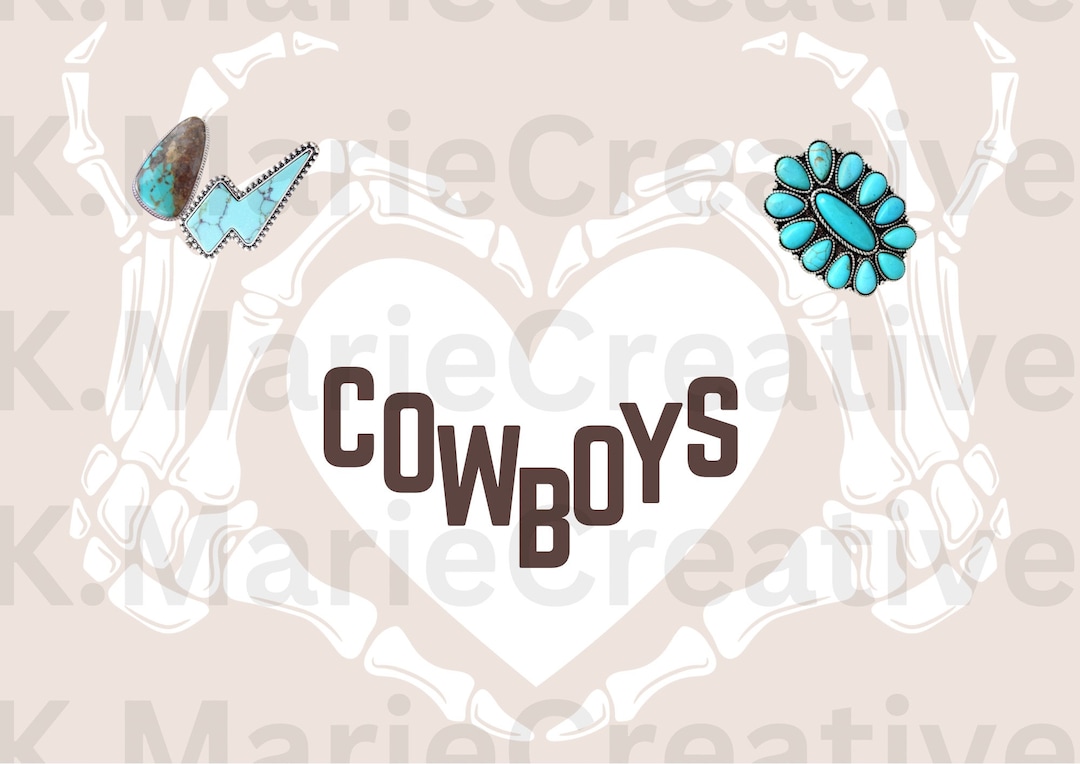 Western Skeleton Hand Heart Turquoise Jewelry Cowboys Png T-shirt ...