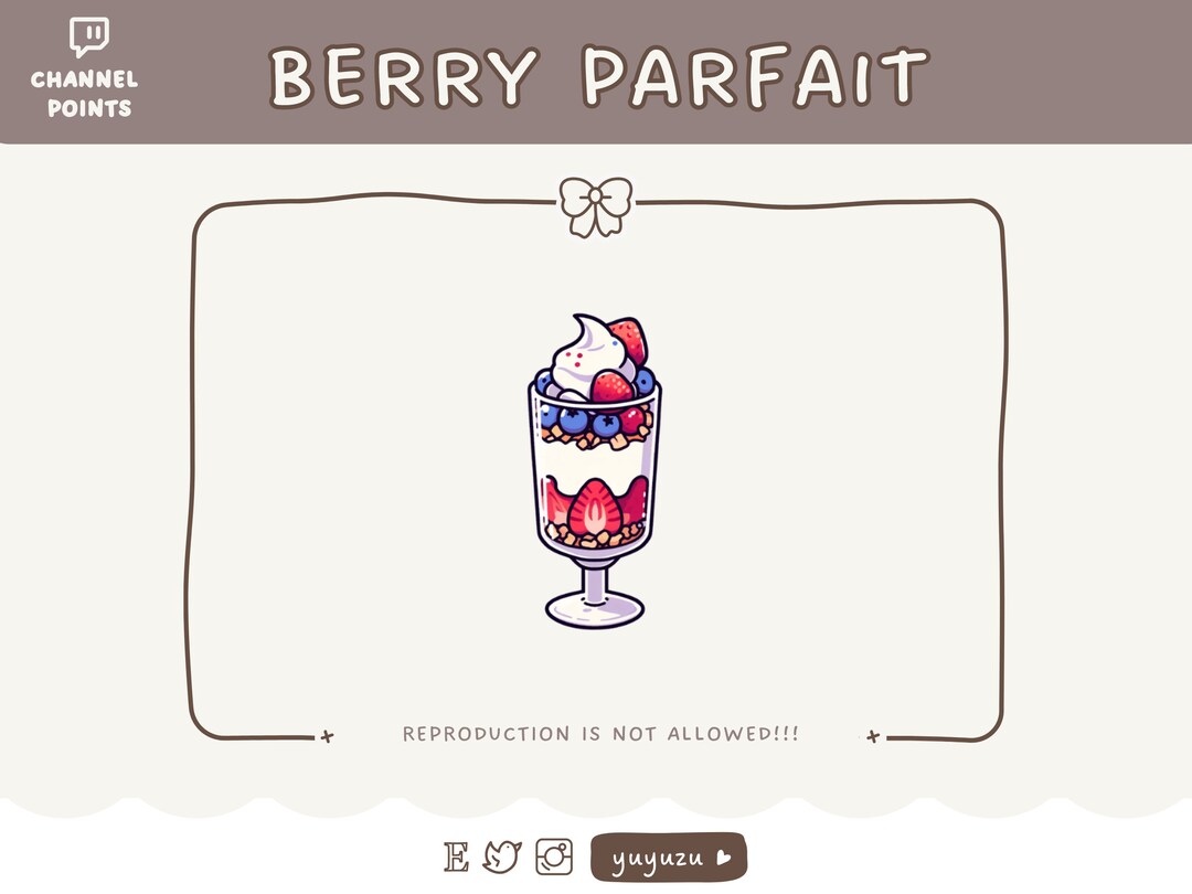 Berry Parfait Emote Channel Points Twitch, Youtube, Discord Cute ...