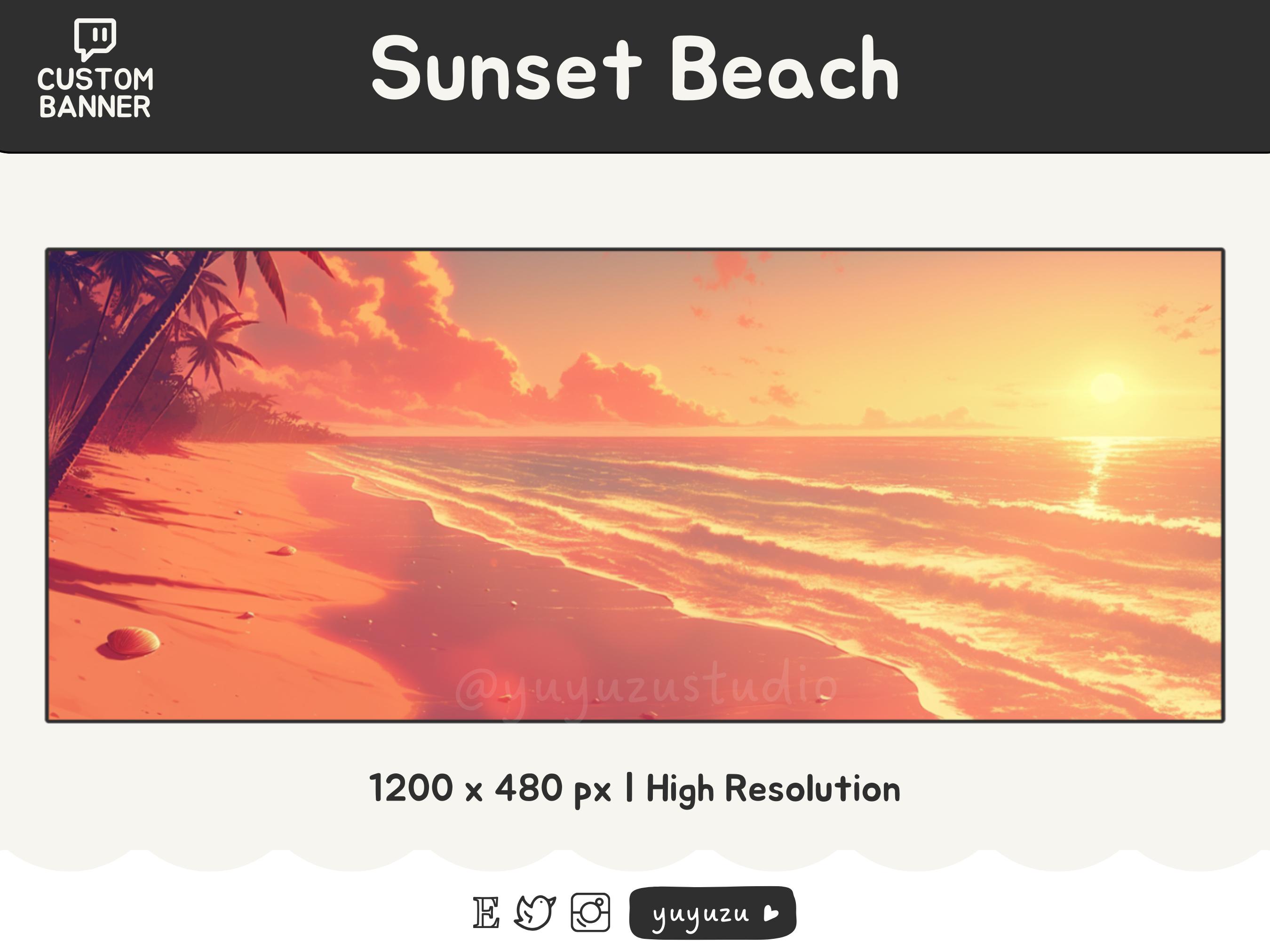 Custom Twitch Banner Sunset Beach Banner Lunar Glow High Resolution ...