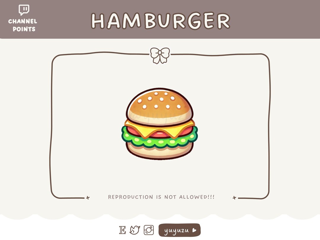 Hamburger Emote Channel Points Twitch, Youtube, Discord Cute, Kawaii ...