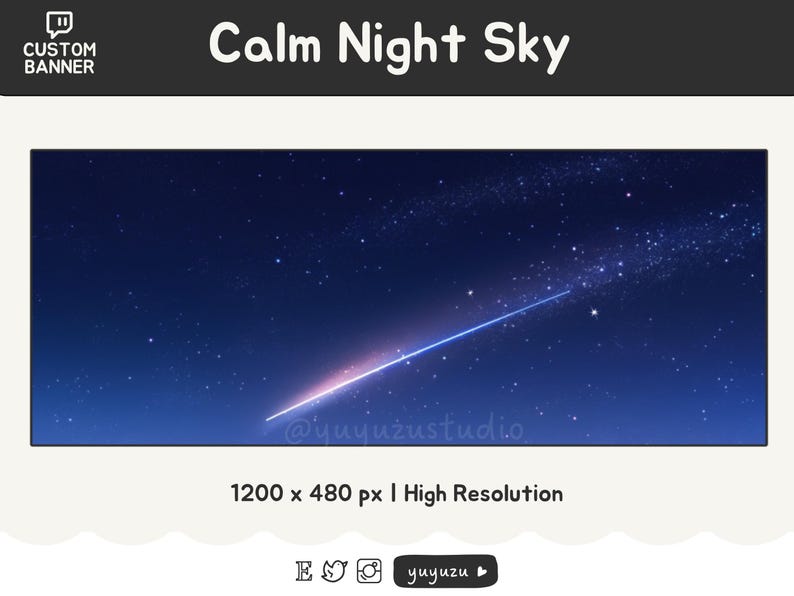 Custom Twitch Banner | Calm Night Sky | Banner | Lunar Glow | High ...