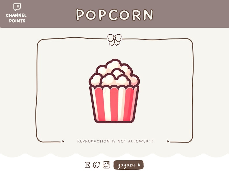 Popcorn | Emote | Channel Points | Twitch, Youtube, Discord | Cute ...
