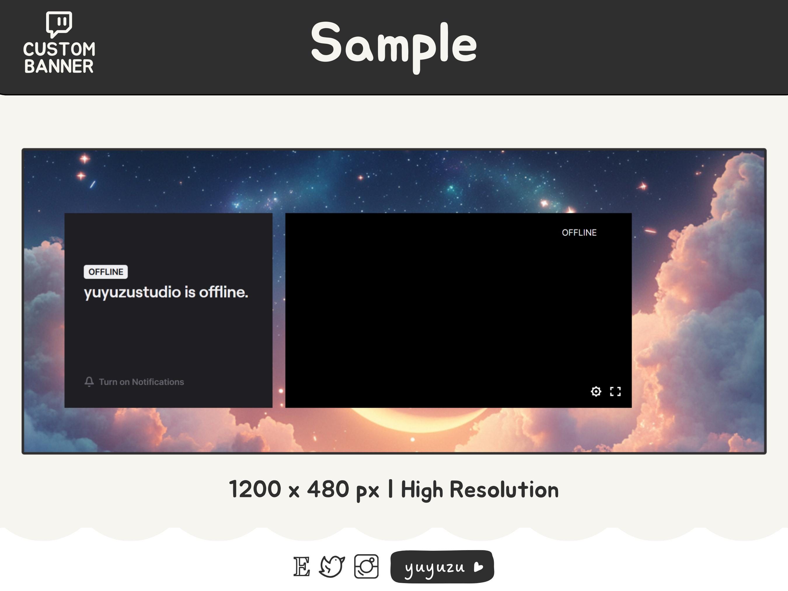 Custom Twitch Banner Crescent Moon Banner Lunar Glow High Resolution ...