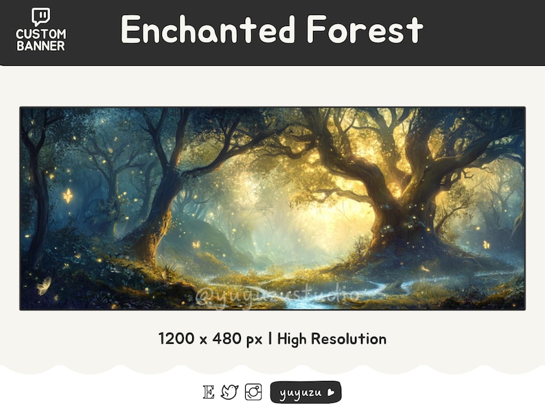 Custom Twitch Banner | Enchanted Forest | Banner | Lunar Glow | High ...