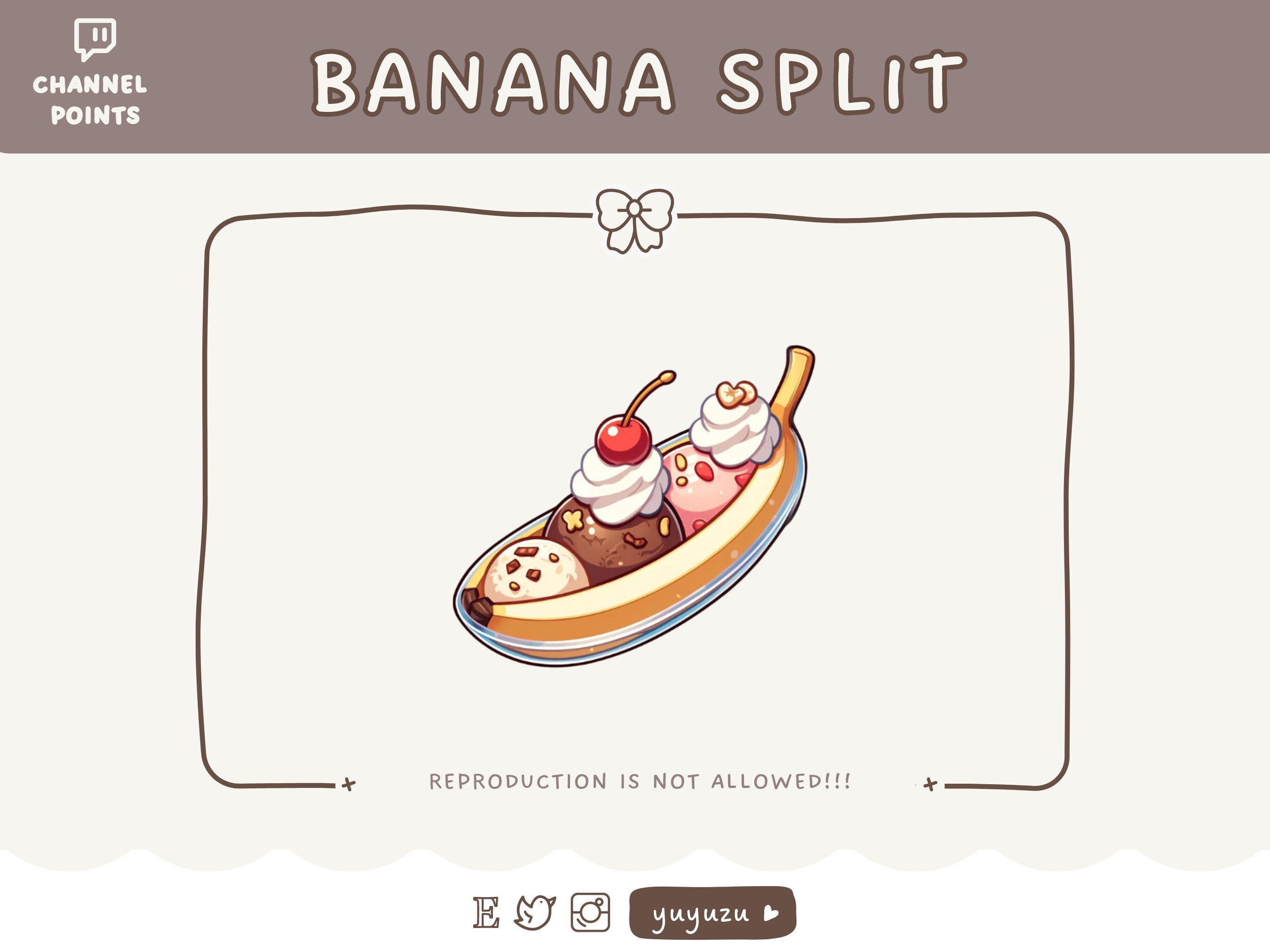 Banana Split Sundae Emote Channel Points Twitch, Youtube, Discord Cute ...