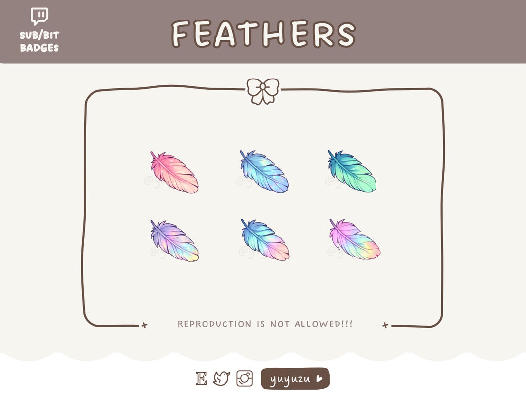 Feathers Sub/bit Badges | Emote | Channel Points | Twitch, Youtube ...
