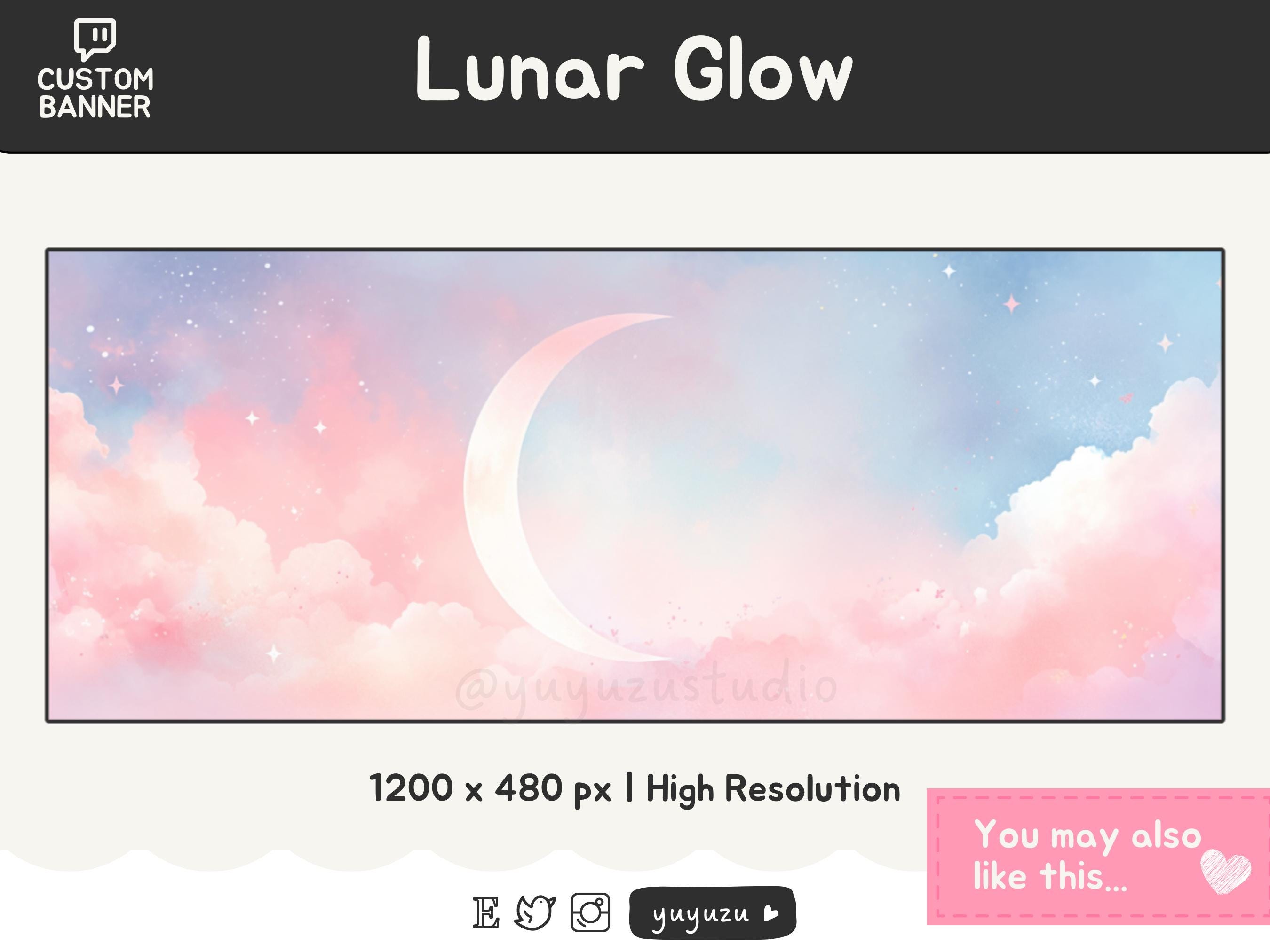 Custom Twitch Banner Crescent Moon Banner Lunar Glow High Resolution ...