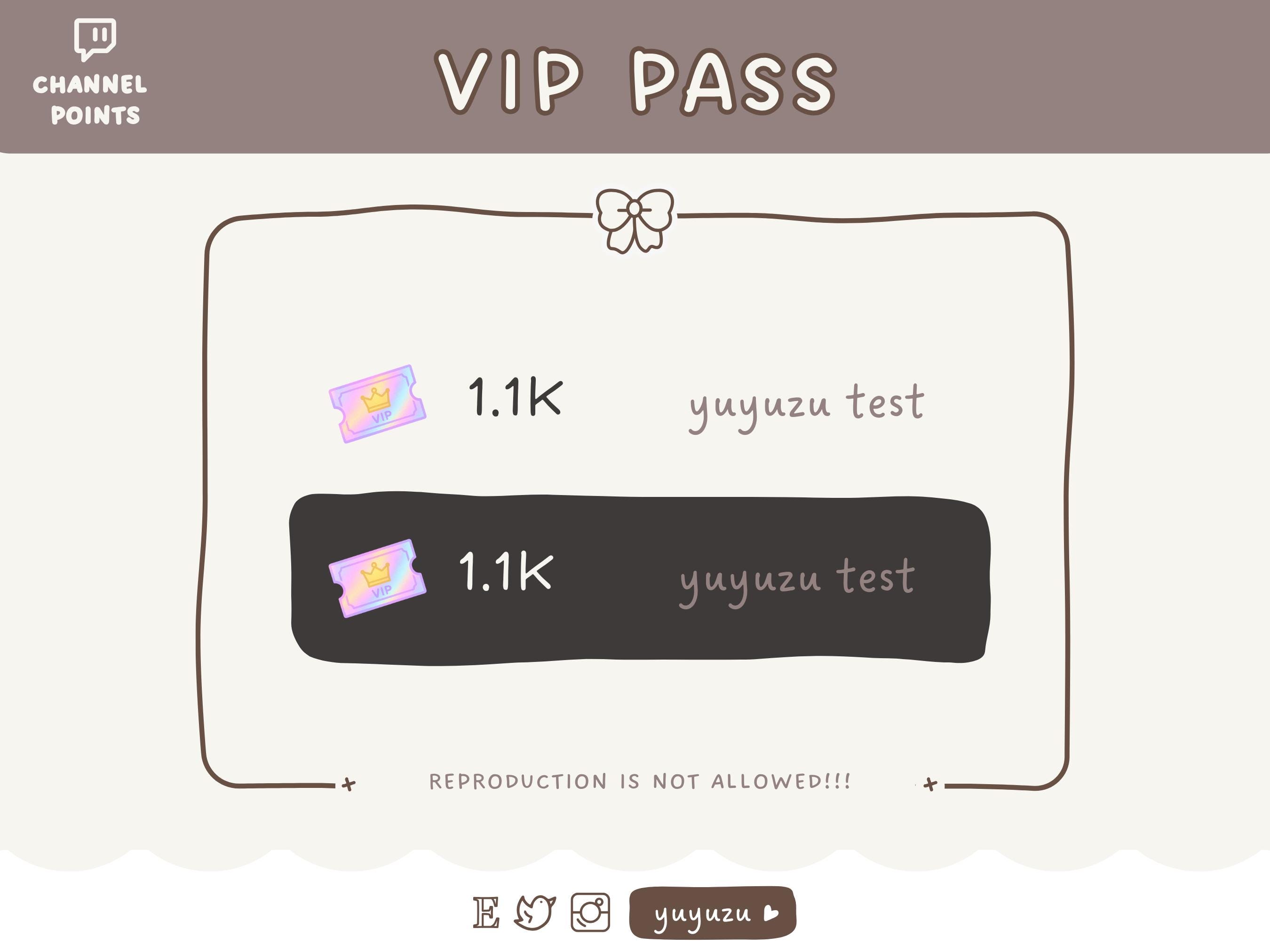 VIP Pass | Emote | Channel Points | Twitch, Youtube, Discord | Cute ...