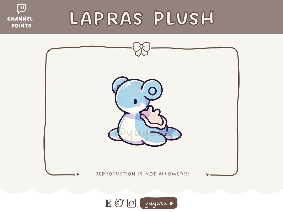 Lapras Plush | Emote | Channel Points | Twitch, Youtube, Discord | Cute ...