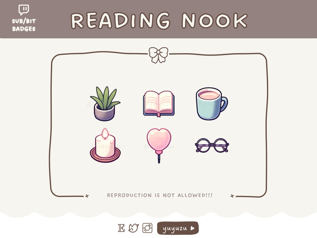 Reading Nook Set Sub/bit Badges | Emote | Channel Points | Twitch ...