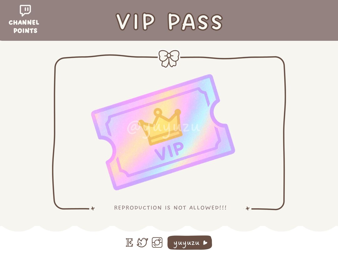 VIP Pass | Emote | Channel Points | Twitch, Youtube, Discord | Cute ...