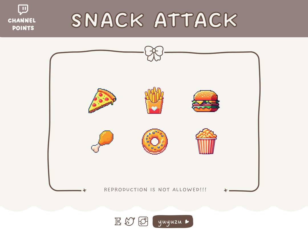 Snack Attack Pack Emote Channel Points Twitch, Youtube, Discord Cute ...