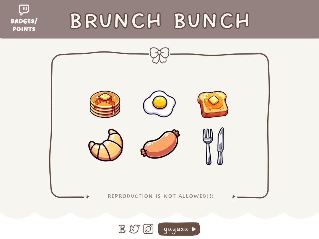 Brunch Bunch Pack Sub/bit Badges | Emote | Channel Points | Twitch ...