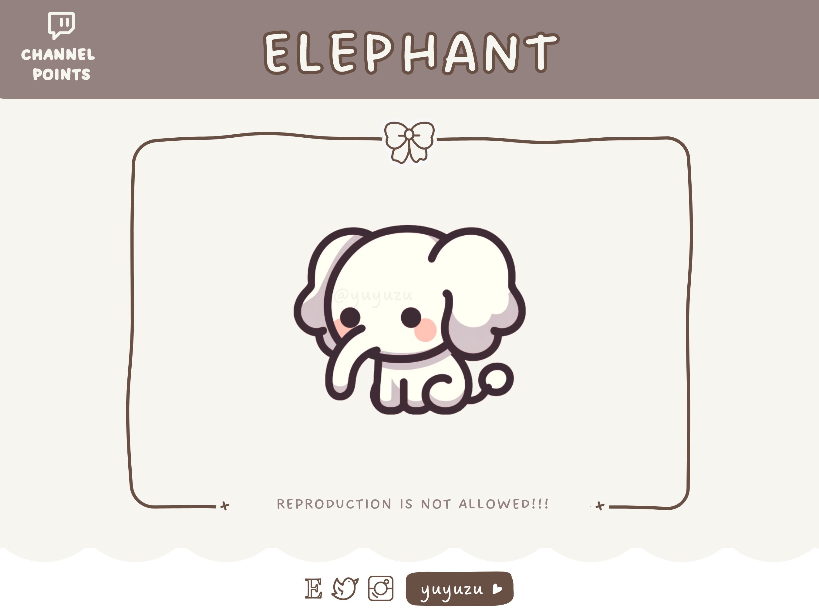 Elephant Emote Channel Points Twitch, Youtube, Discord Cute, Kawaii ...