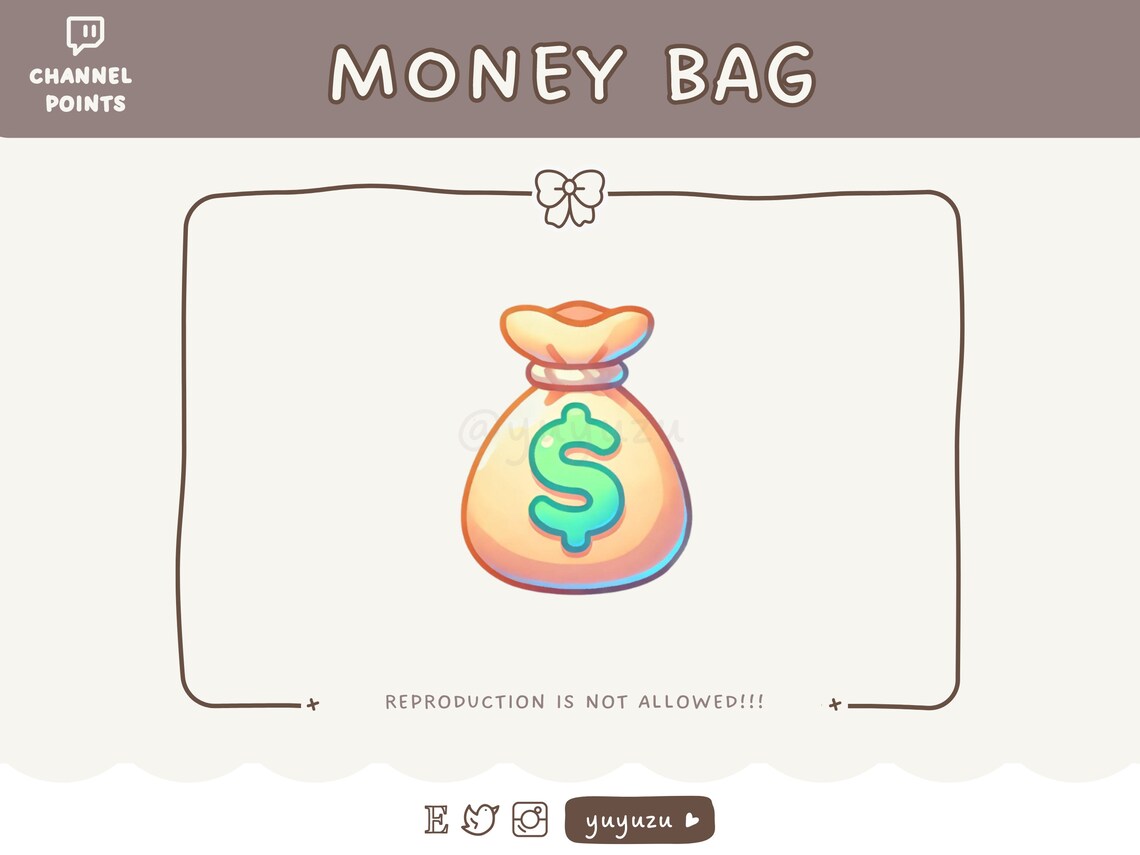 Money Bag | Emote | Channel Points | Twitch, Youtube, Discord | Cute ...