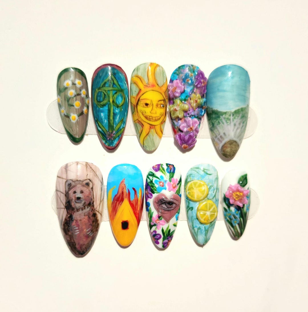 Summer Solstice Hand Painted Press on Nails - Etsy