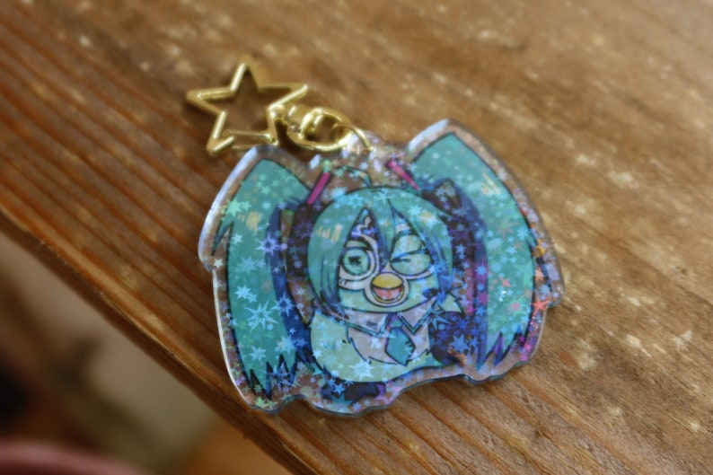 Hatsune Miku Furby Holographic Keychain Charm - Etsy