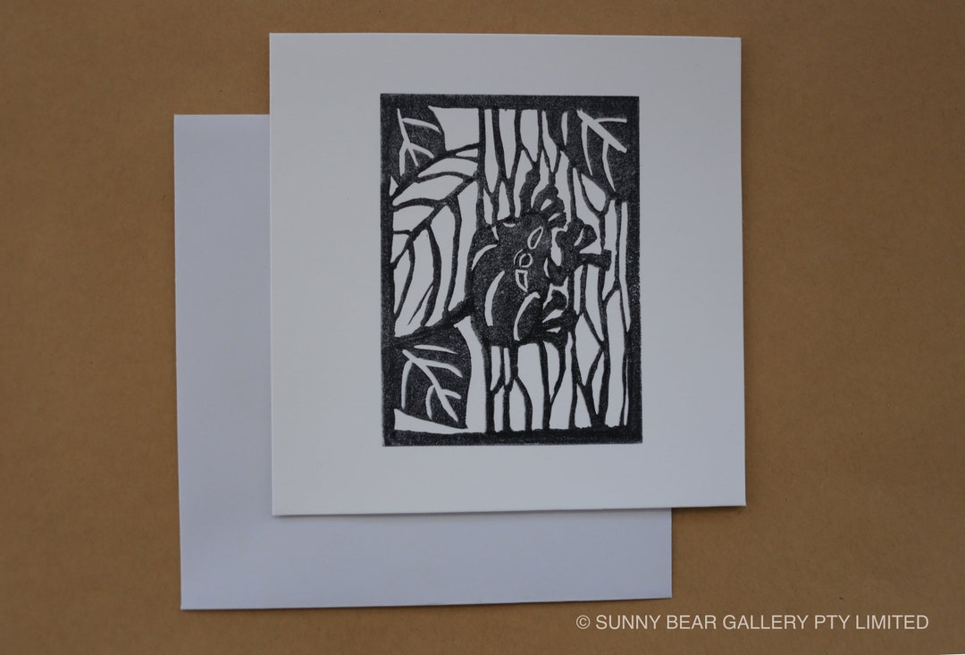 Tree Frog 'KAWAZU' - Block Print Greeting Card - Original Block Print ...