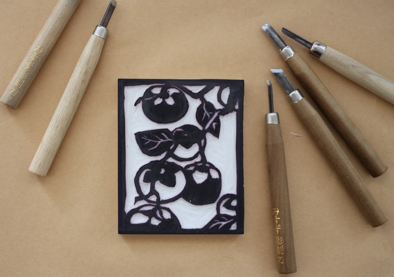 PERSIMMONS 'KAKI' Original Block Print Artwork - Etsy