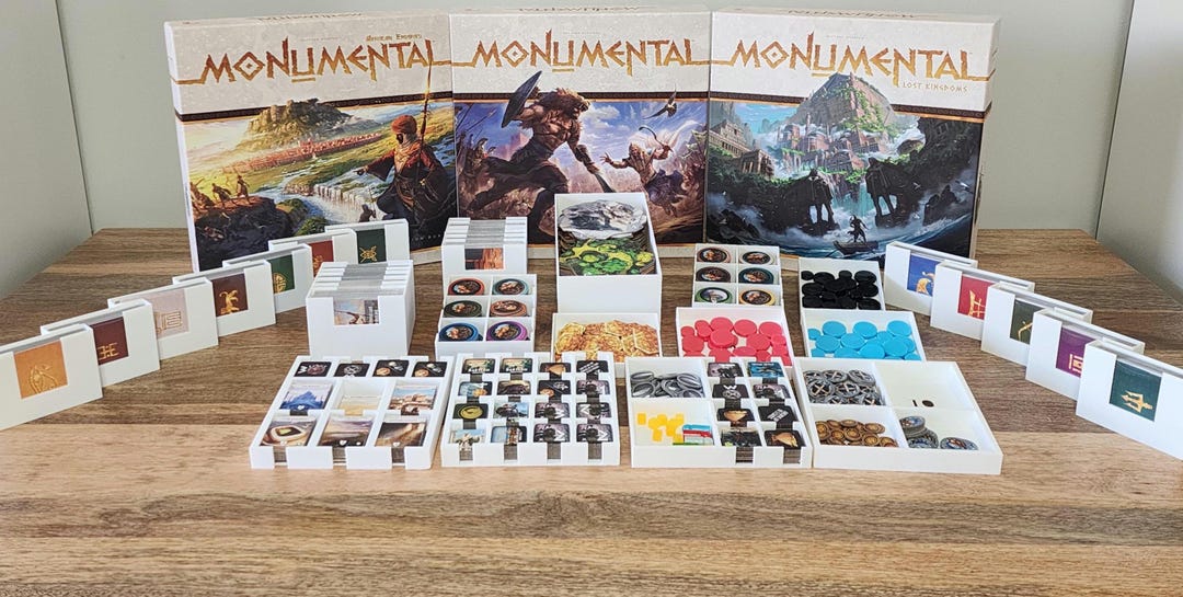 Monumental Board Game Insert: All Expansions, Sleeved Cards, 3D Printed ...