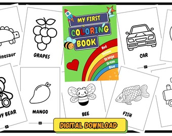 Children's First Coloring Book, Printable, Instant Download, Simple ...