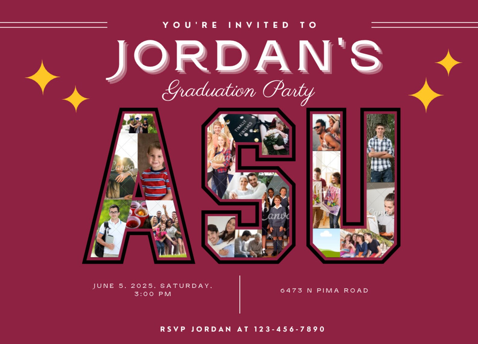 ASU Arizona State University Canva Frame, Design Graduation Invites, or ...