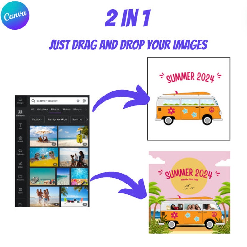 Summer 2024 Canva Frame, Girls Road Trip Canva Frame, Summer Time 2024 ...