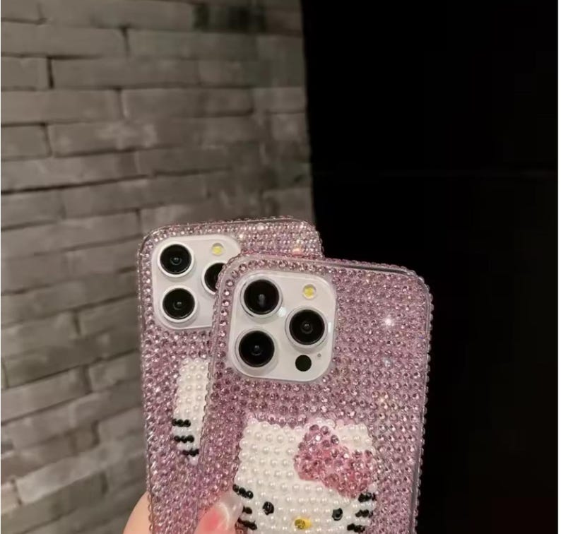 Handmade Hello Kitty Cute Cartoon Sanrio With Flashing Diamond Phone ...