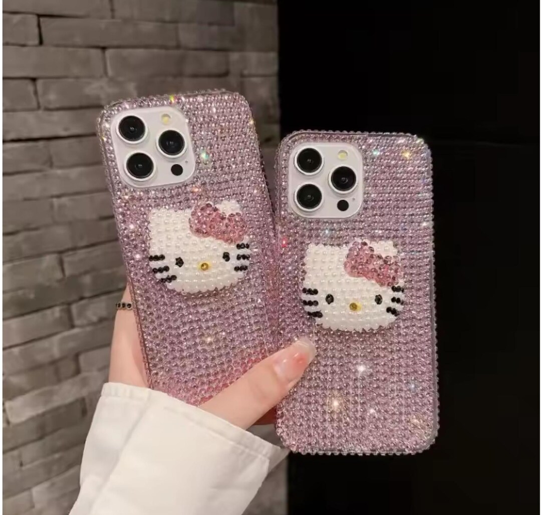 Handmade Hello Kitty Cute Cartoon Sanrio With Flashing Diamond Phone ...