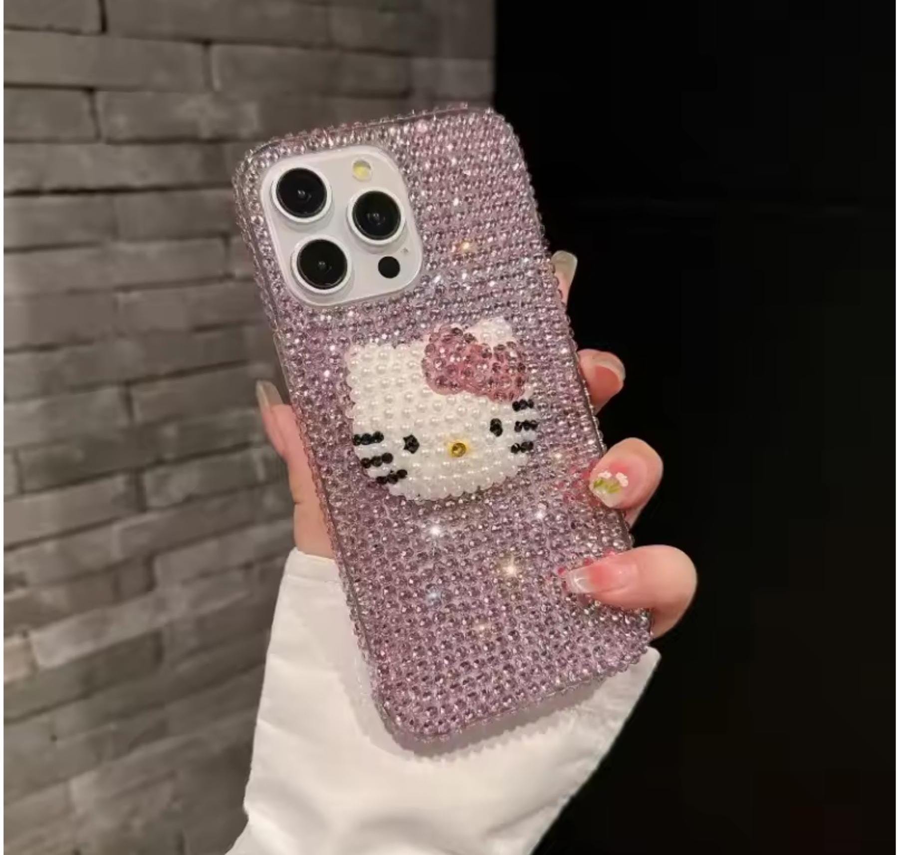 Handmade Hello Kitty Cute Cartoon Sanrio With Flashing Diamond Phone ...