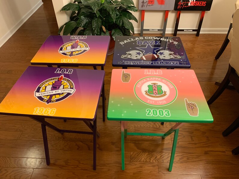 Custom Tv Tray Table, Sports Tv Table, Epoxy Tv Tray Table, Greek Tv ...