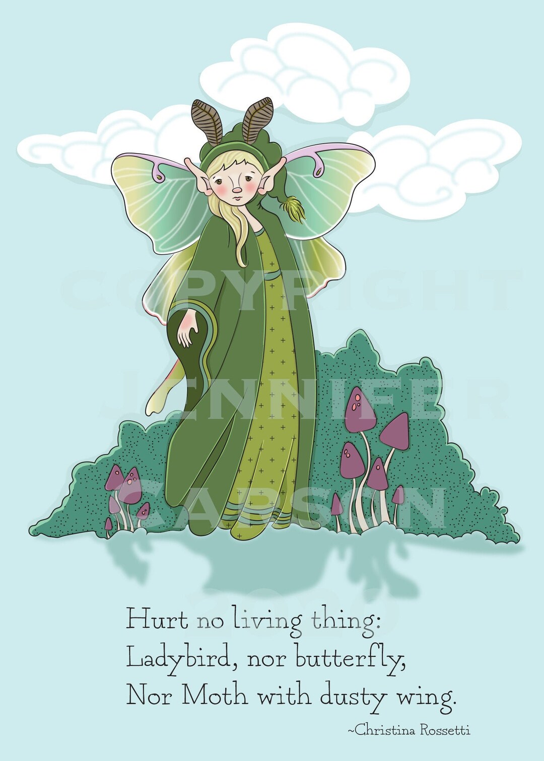 Fairy Art Print 5 X 7, Hurt No Living Thing, Moth Wings - Etsy