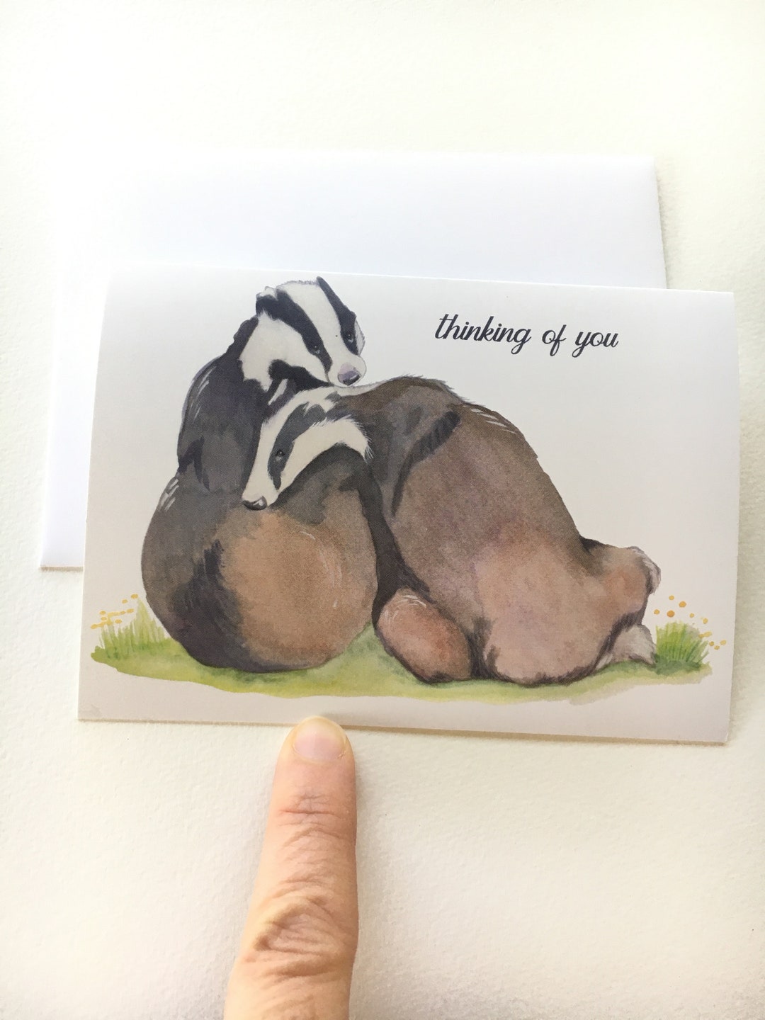Badger Snuggle, Thinking of You Card, Greeting Card - Etsy