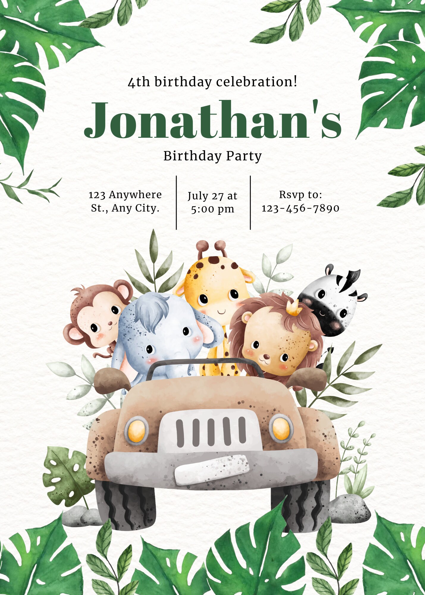 Jungle Birthday Invitation - Etsy