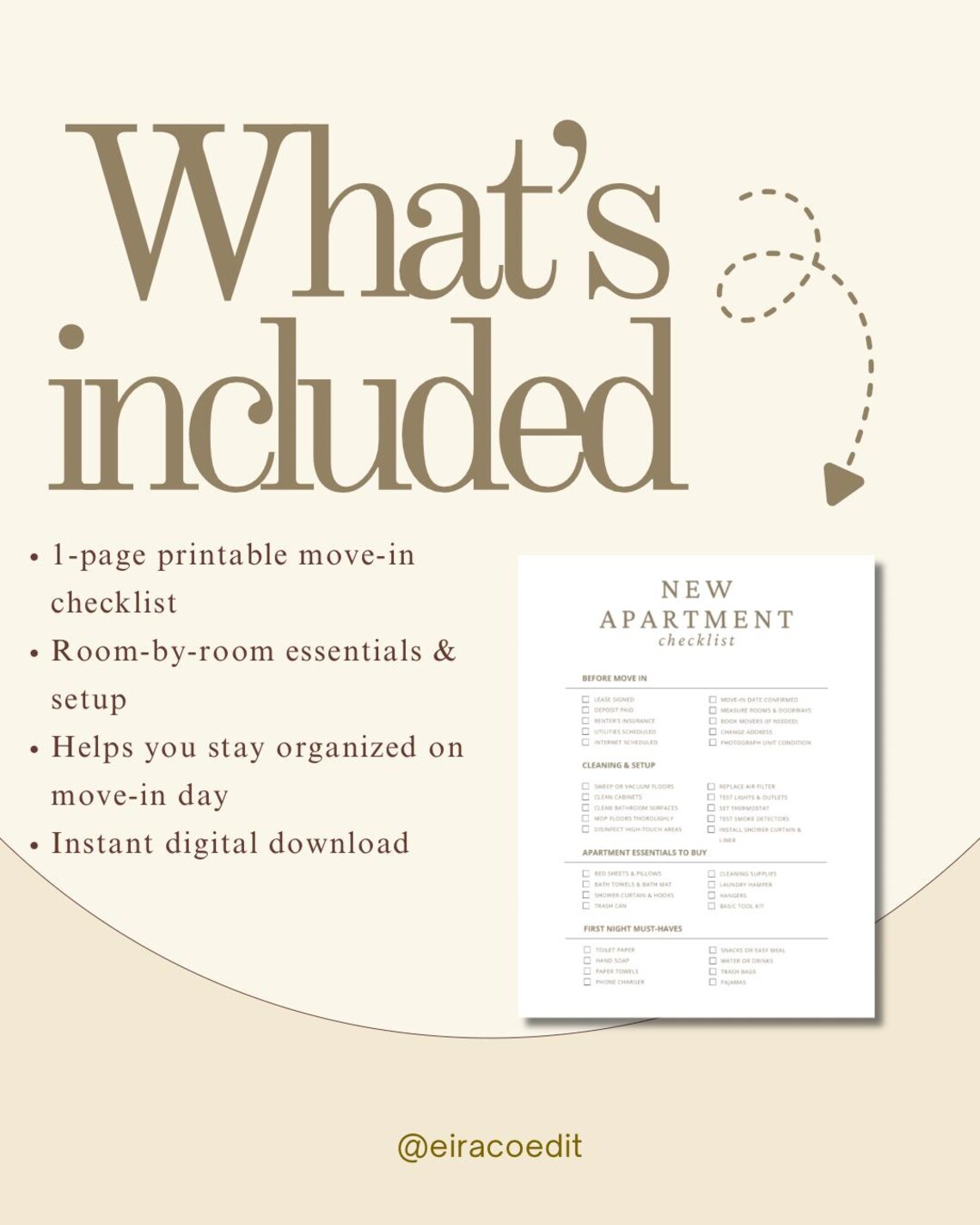 New Apartment Move-in Checklist | First Apartment Planner | Minimal ...
