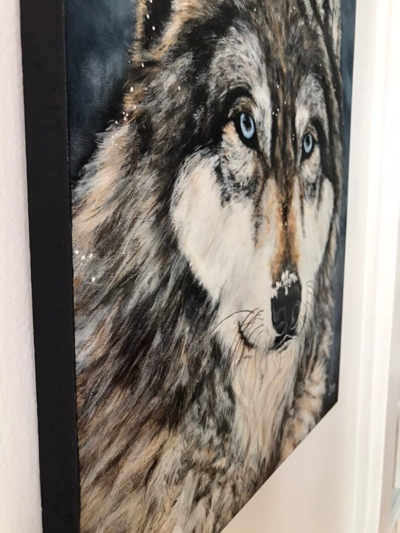 Realistic Gray Wolf Canadian Wildlife Art Painting Forest Wild Animal ...