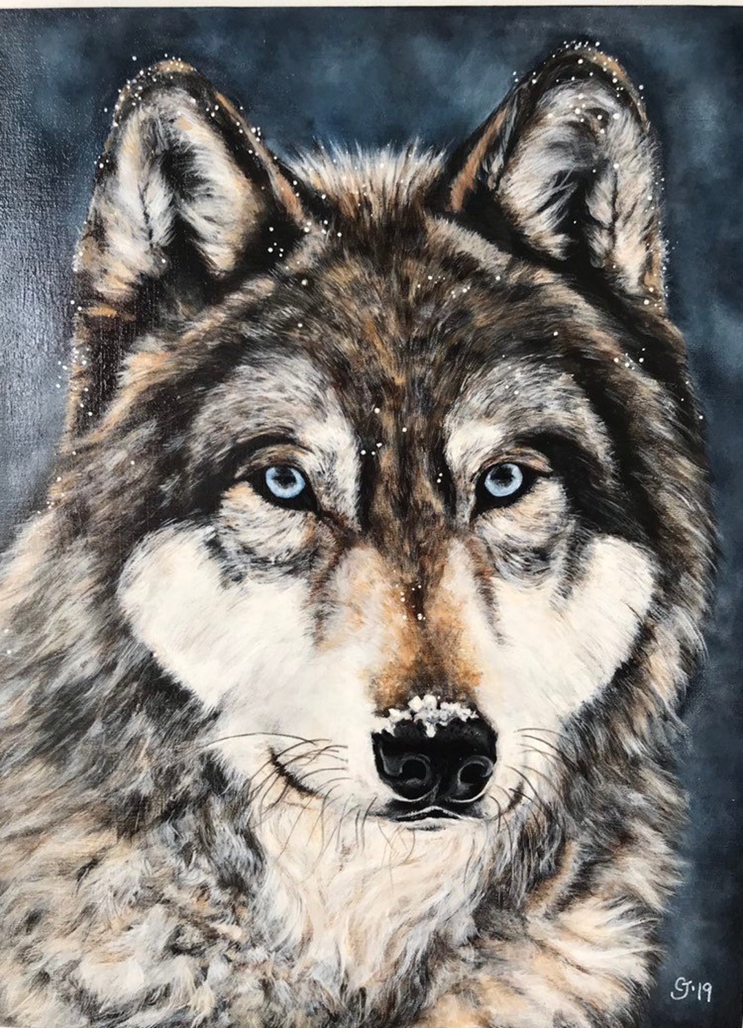 Acrylic Wolf Painting