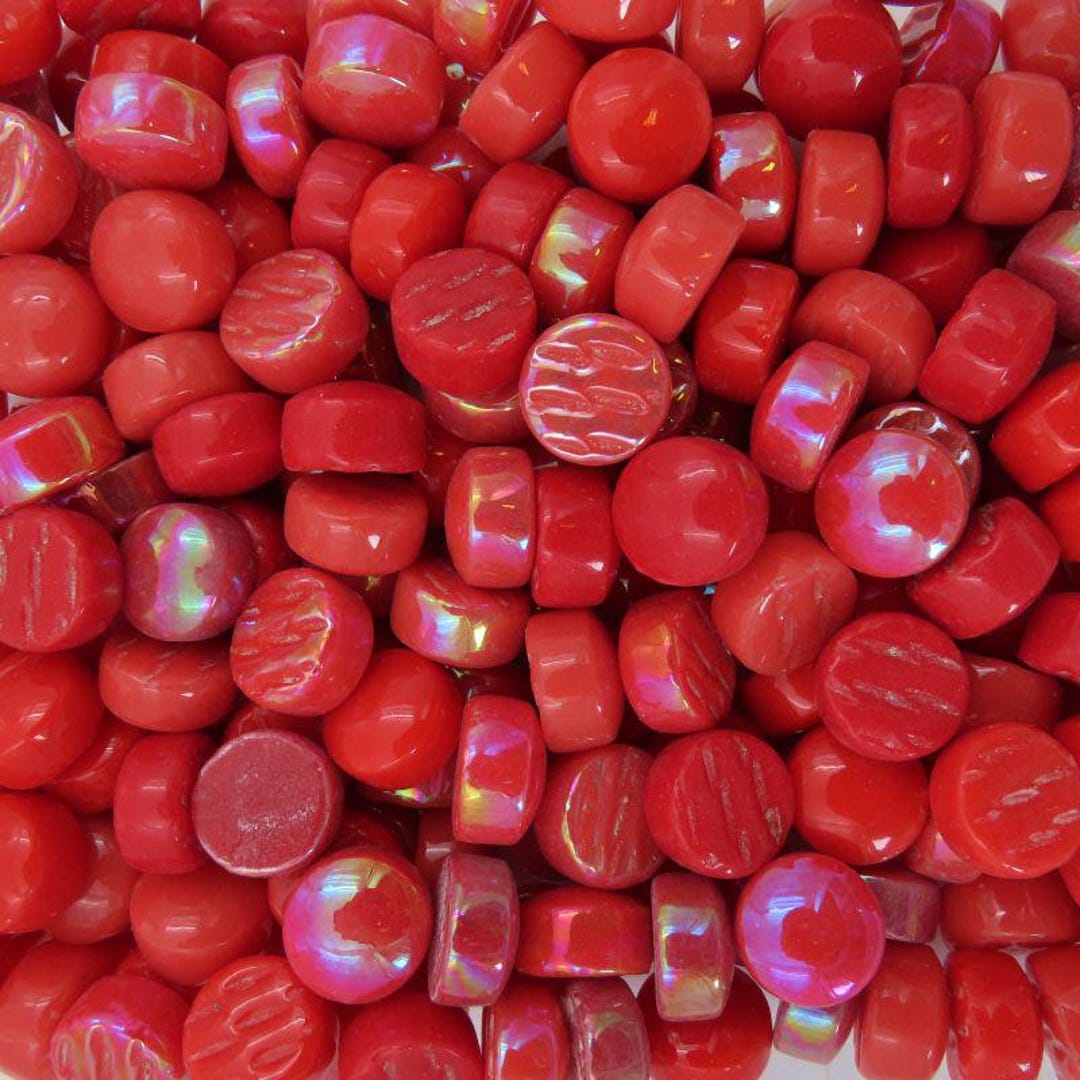 Scarlet Fever Red Glass Optic Dots for Mosaics, Available in 3 Oz. Packages approx. 50 Dots - Etsy