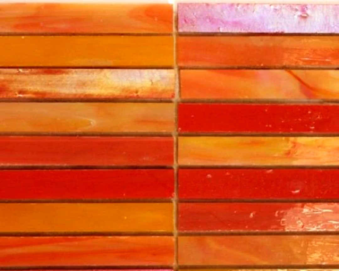 Orange Mashup Glass Slivers (2-1/2" X 3/8") for Mosaics or Stained ...